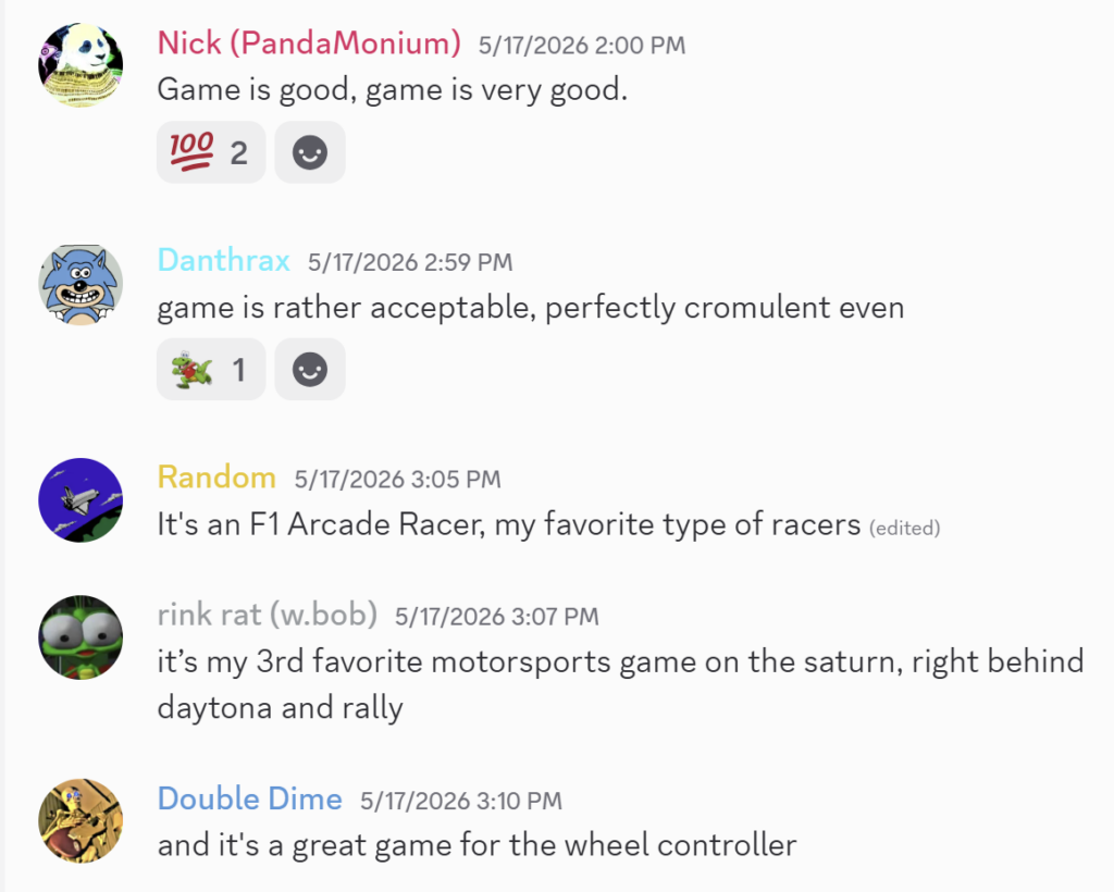 The SHIRO! Community Crosses the F1 Challenge Finish Line – SEGA SATURN ...